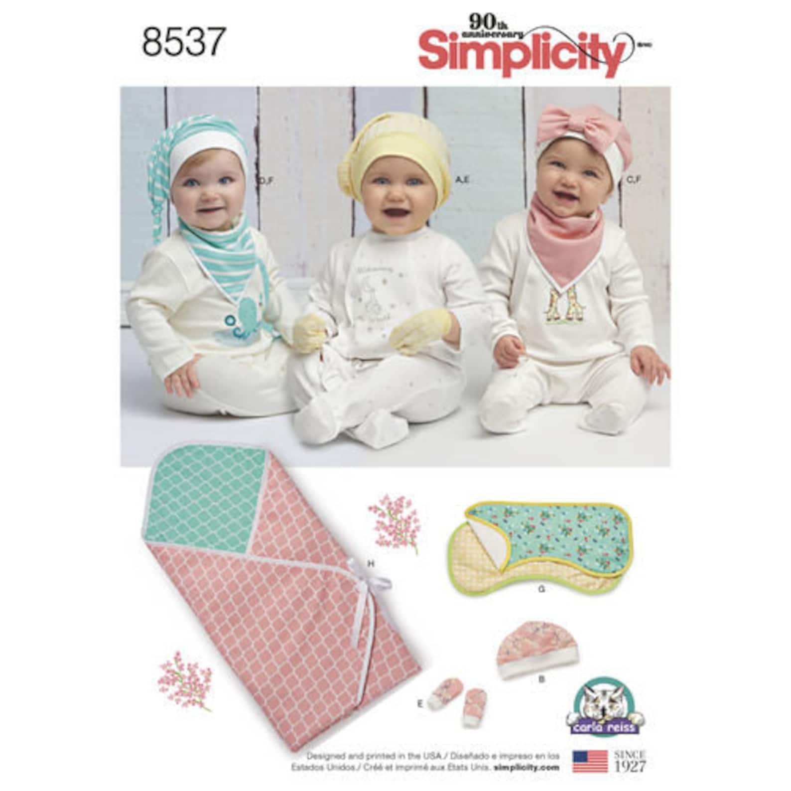 Simplicity 8537 Baby Accessories Hats Bib Mittens Burp - Etsy