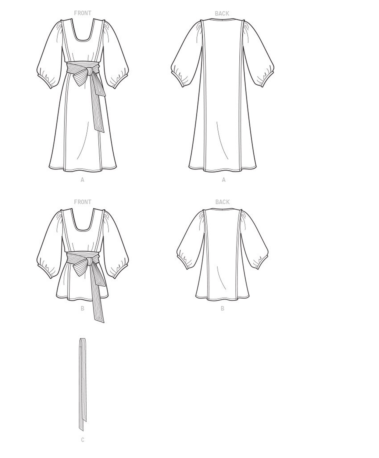 Simplicity 9098 Misses' Dress and Top With Tie Belt Sewing - Etsy