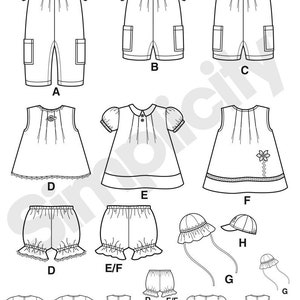 Simplicity 1447 Babies' Romper, Dress, Top and Panties and Hats Sewing ...