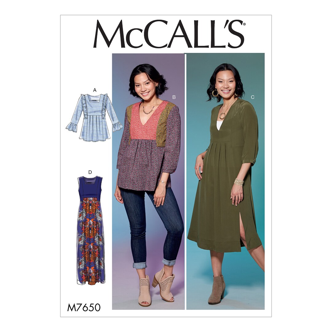 Mccall's M7650 Top, Tunic and Dresses Sewing Pattern - Size 6-8-10-12 ...