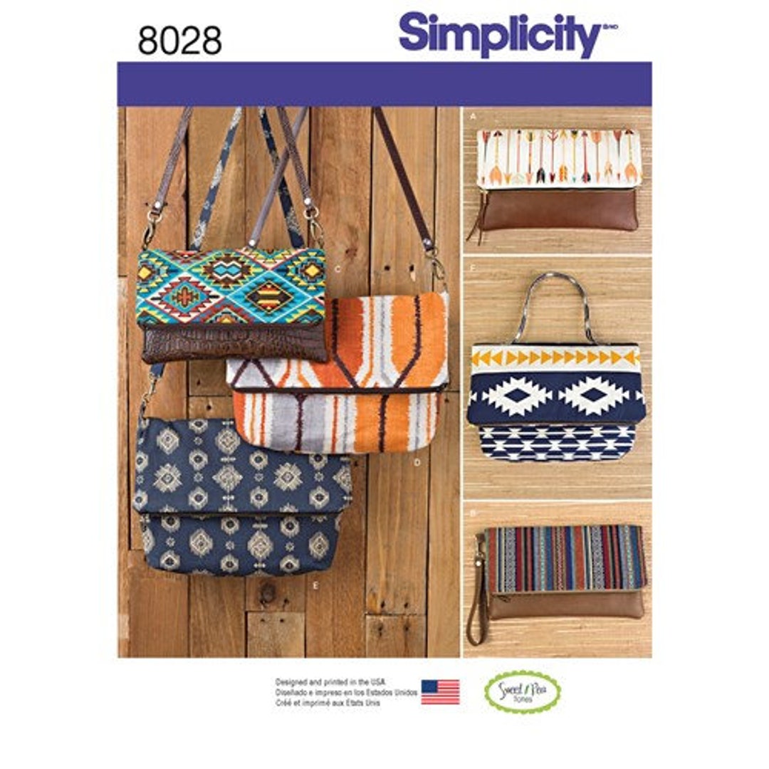 Simplicity 8028 Clutch, Wristlet and Purse in Two Sizes Sewing Pattern ...