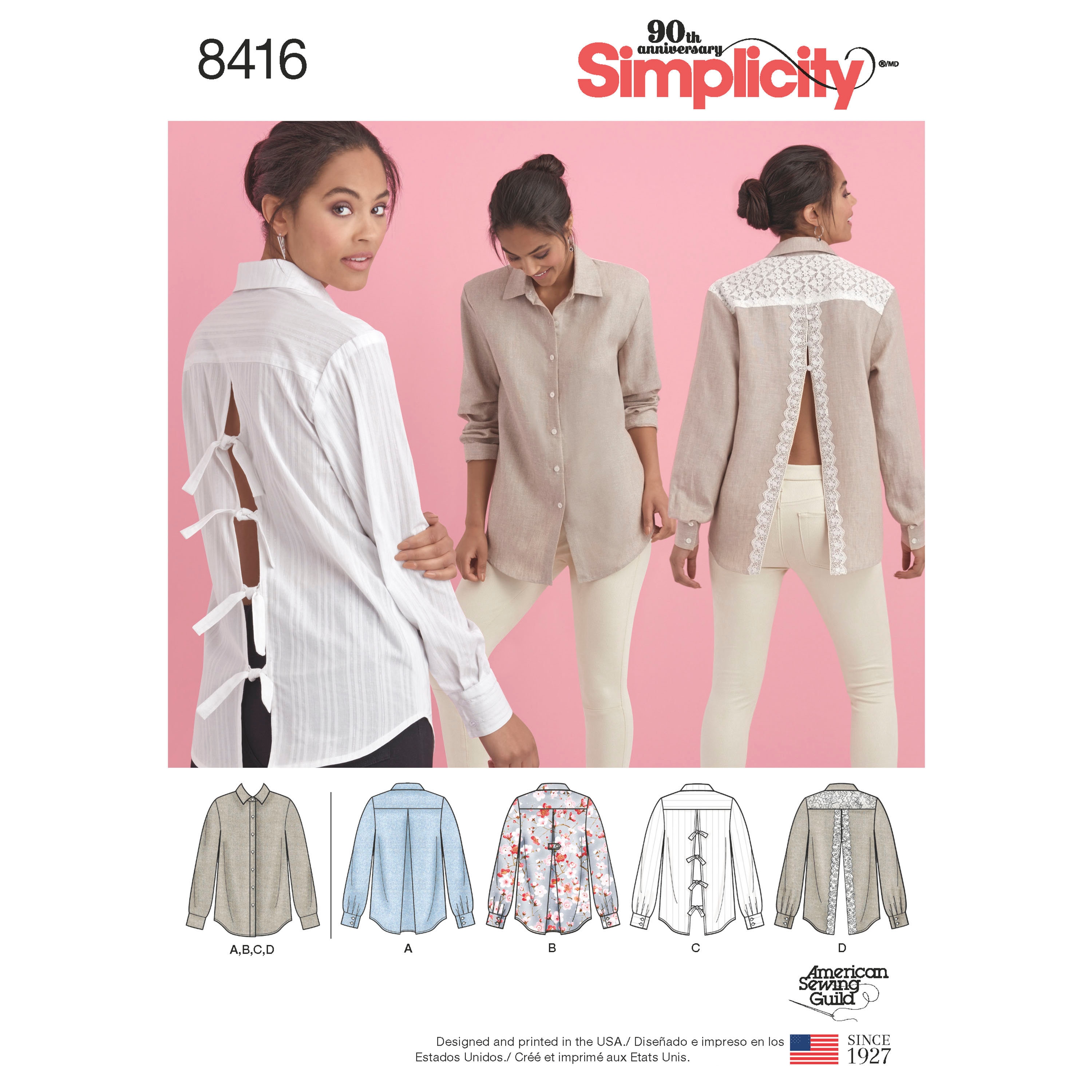 Simplicity 8416 Misses' Shirt With Back Variations Sewing - Etsy