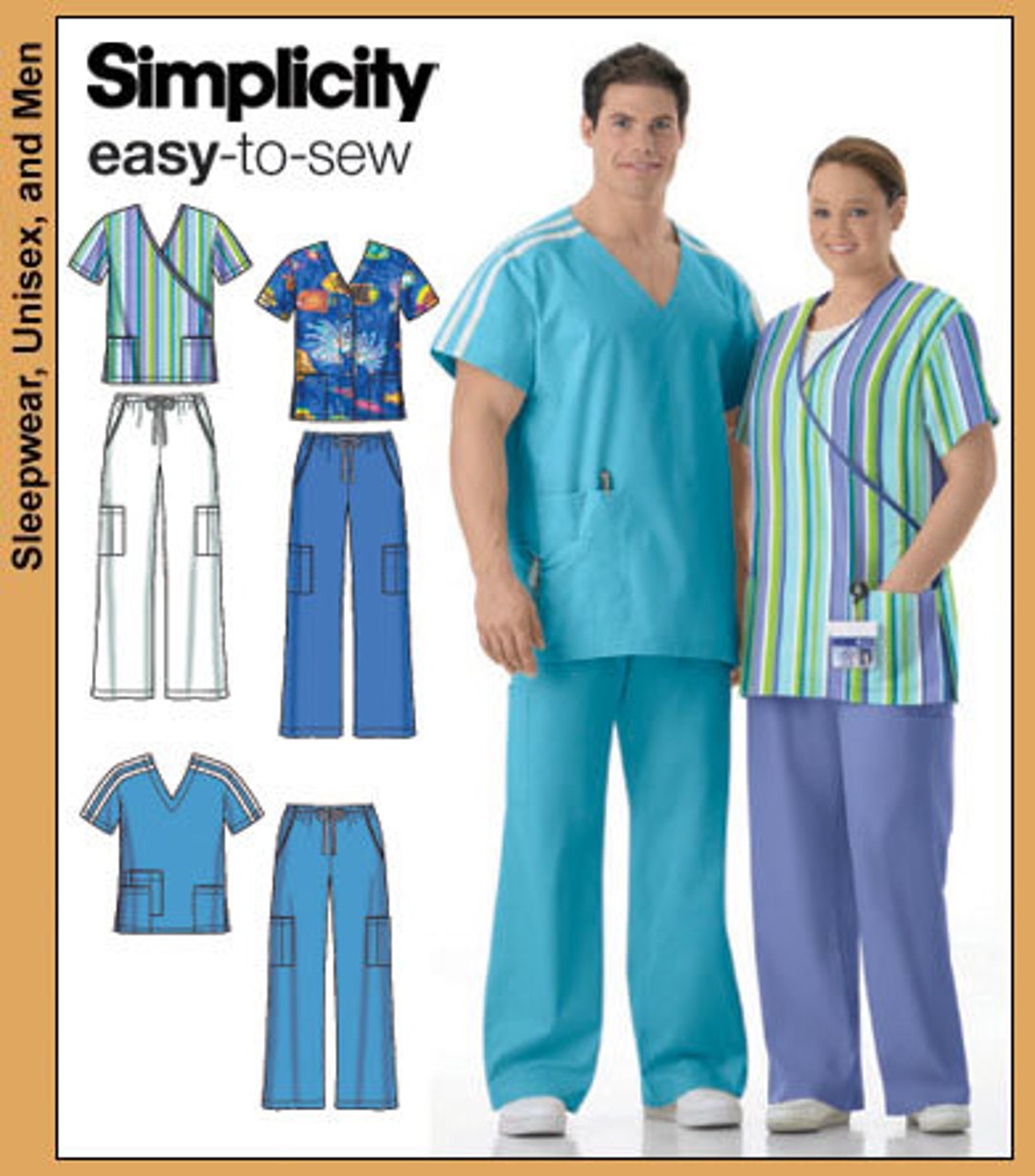 Simplicity 4101 Women's and Men's Scrubs Pants and Tops Sewing Pattern ...