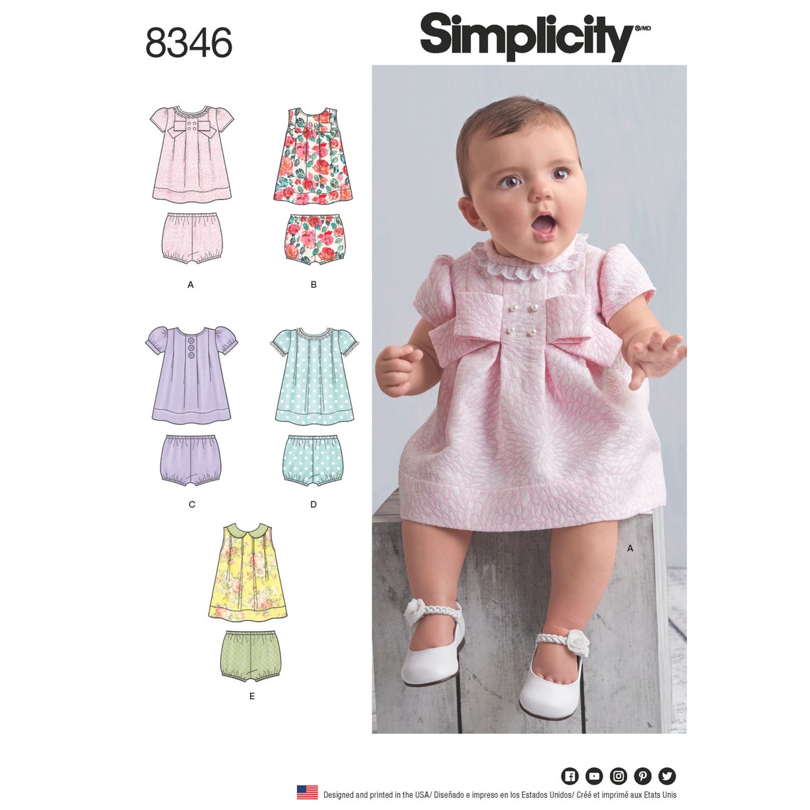 Simplicity 8346 Babies' Dress With Sleeve and Trim - Etsy