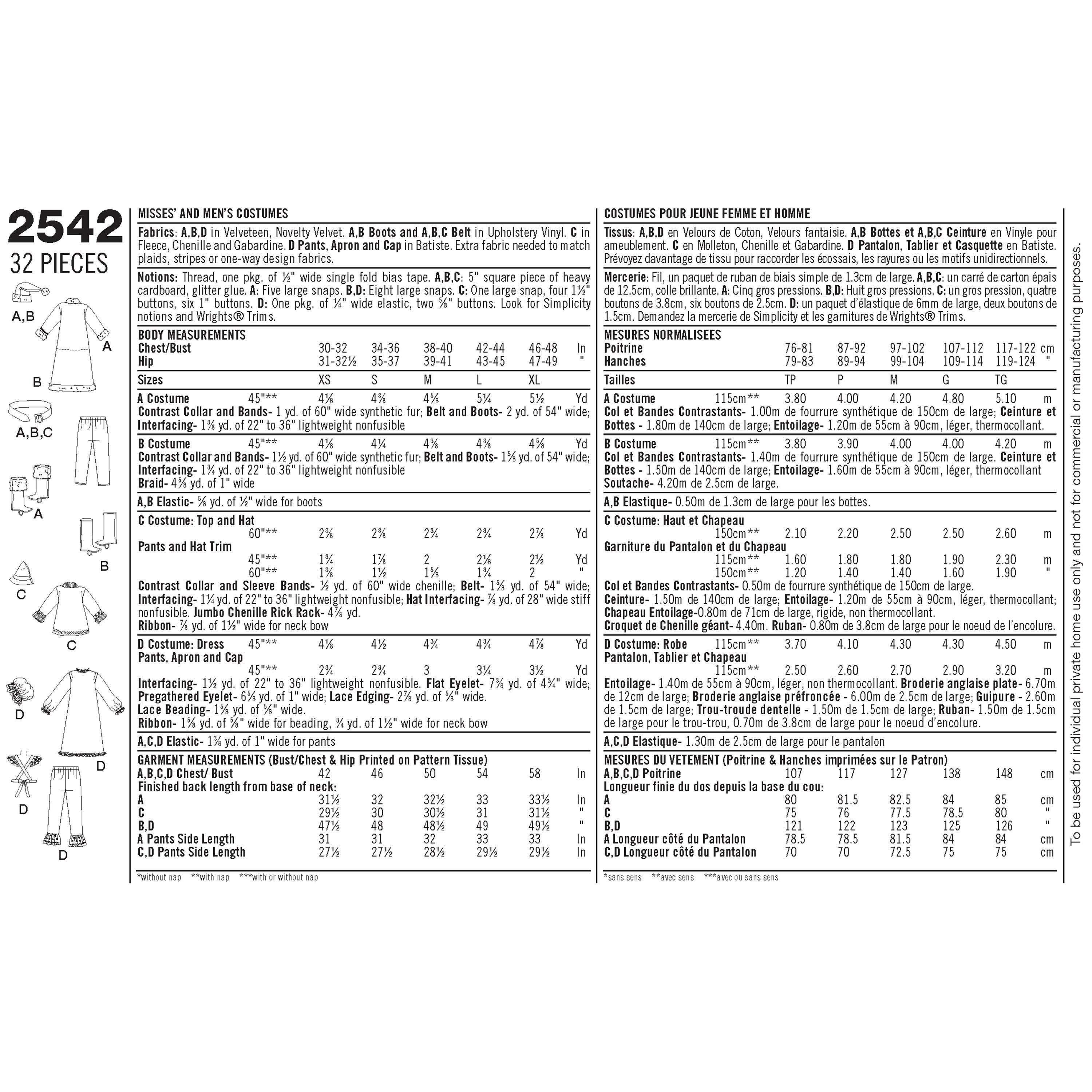 Simplicity 2542 Misses' and Men's Holiday Costumes - Etsy