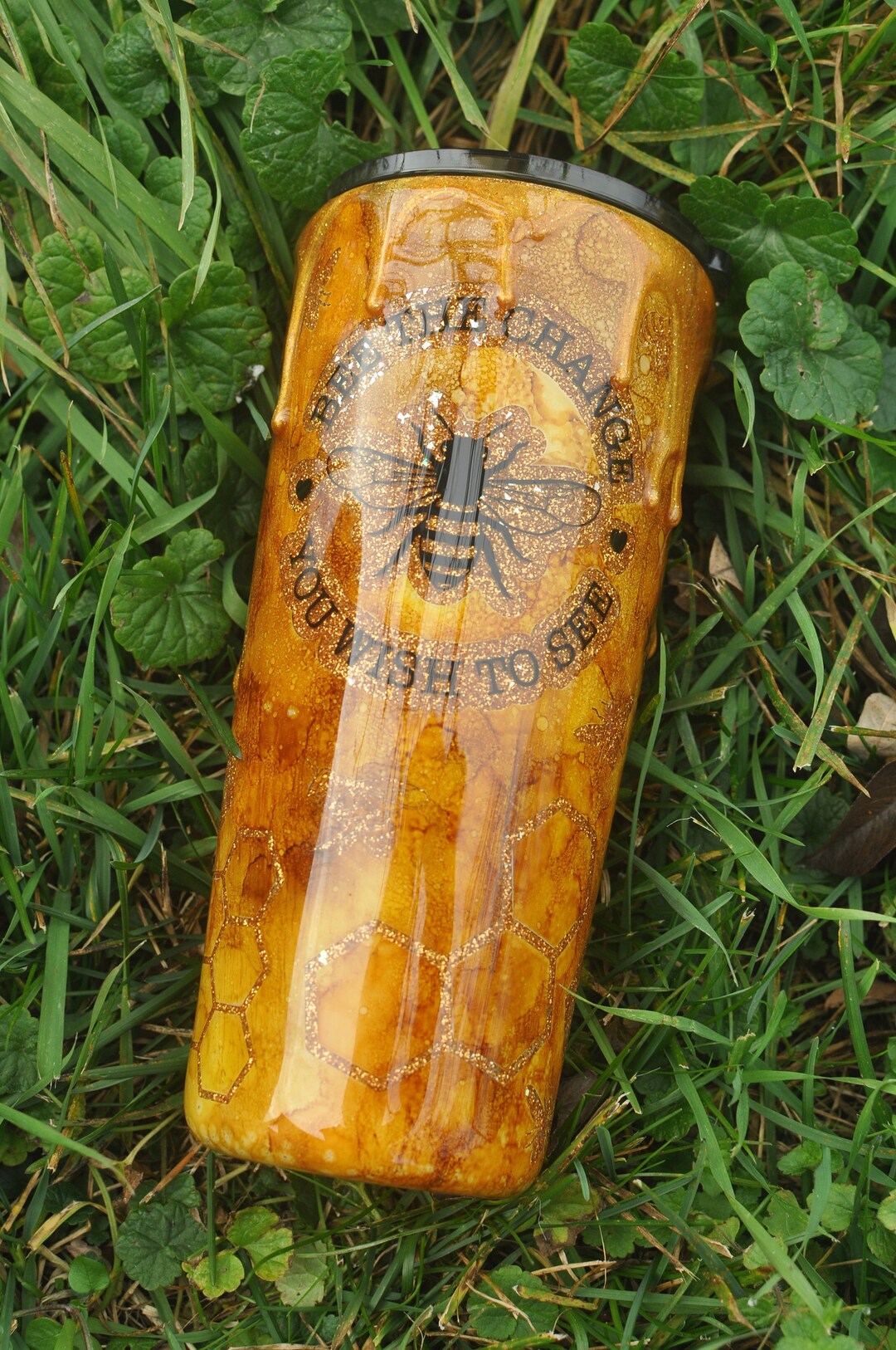 Personalized Bee Glitter Tumbler - Bumblebee Tumbler With Drip - Bee ...