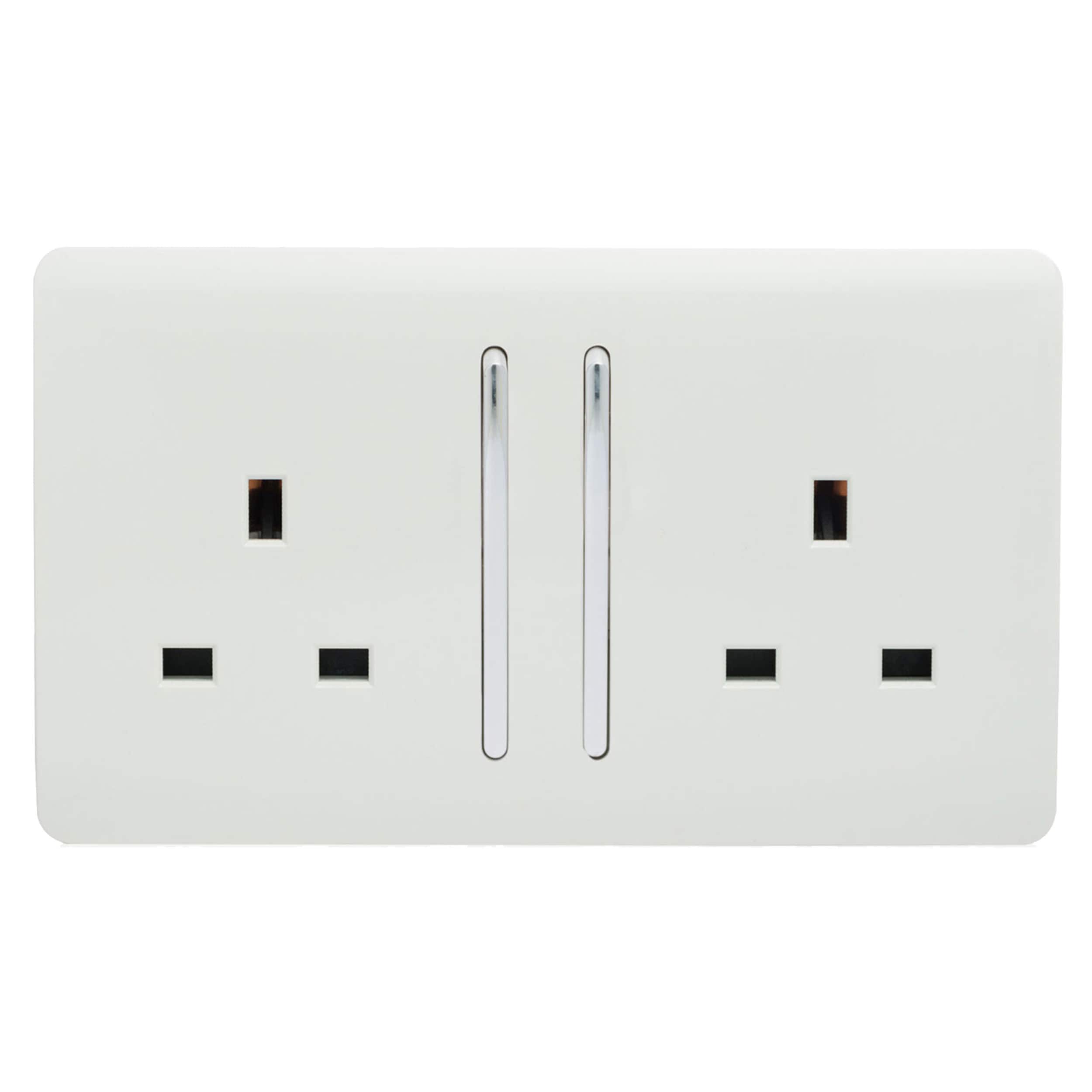 Trendi 2 Gang 13 Amp Indoor Screwless Modern Designer Decorative Plug ...