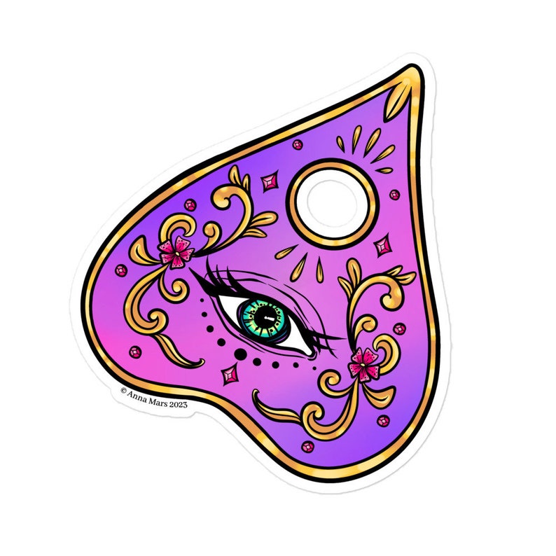 Pink Ouija Planchette With Evil Eye Bubble-free Stickers- Moon Flower ...