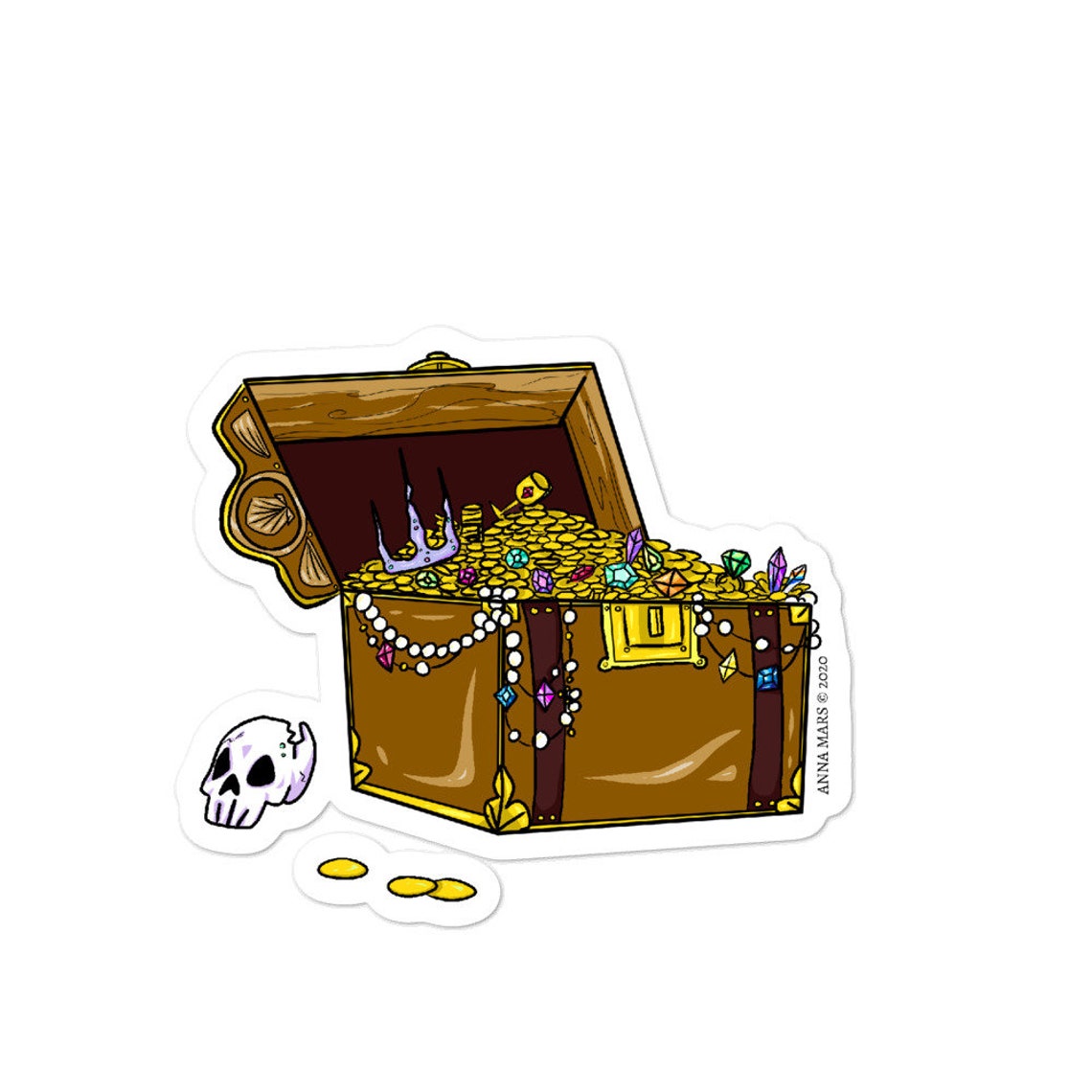 Pirate Treasure Chest Sticker- Moon Flower Studio Sticker- Bubble-free Stickers - Etsy