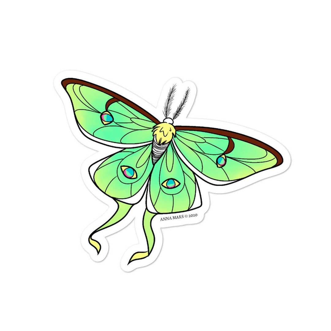 Luna Moth Bubble-free Stickers Moon Flower Studio Luna Moth Sticker - Etsy