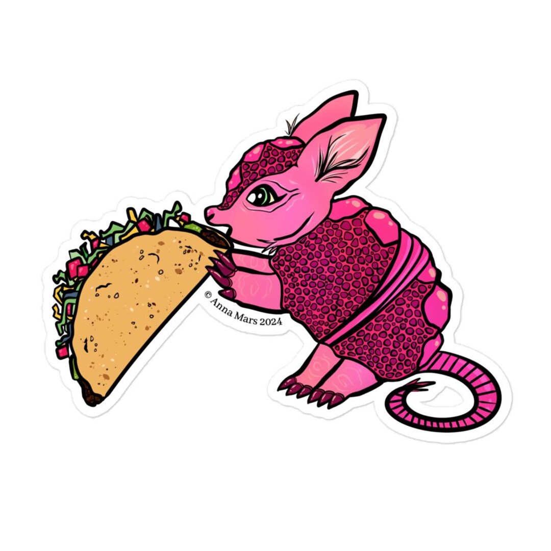 Taco Bravo Armadillo Bubble-free Sticker- Moon Flower Studio Kawaii ...
