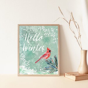 Hello Winter Printable Wall Art, Hello Winter Sign, Winter Wall Art ...