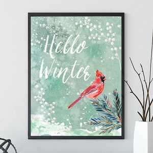 Hello Winter Printable Wall Art, Hello Winter Sign, Winter Wall Art ...