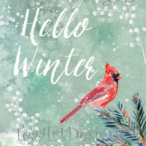 Hello Winter Printable Wall Art, Hello Winter Sign, Winter Wall Art ...