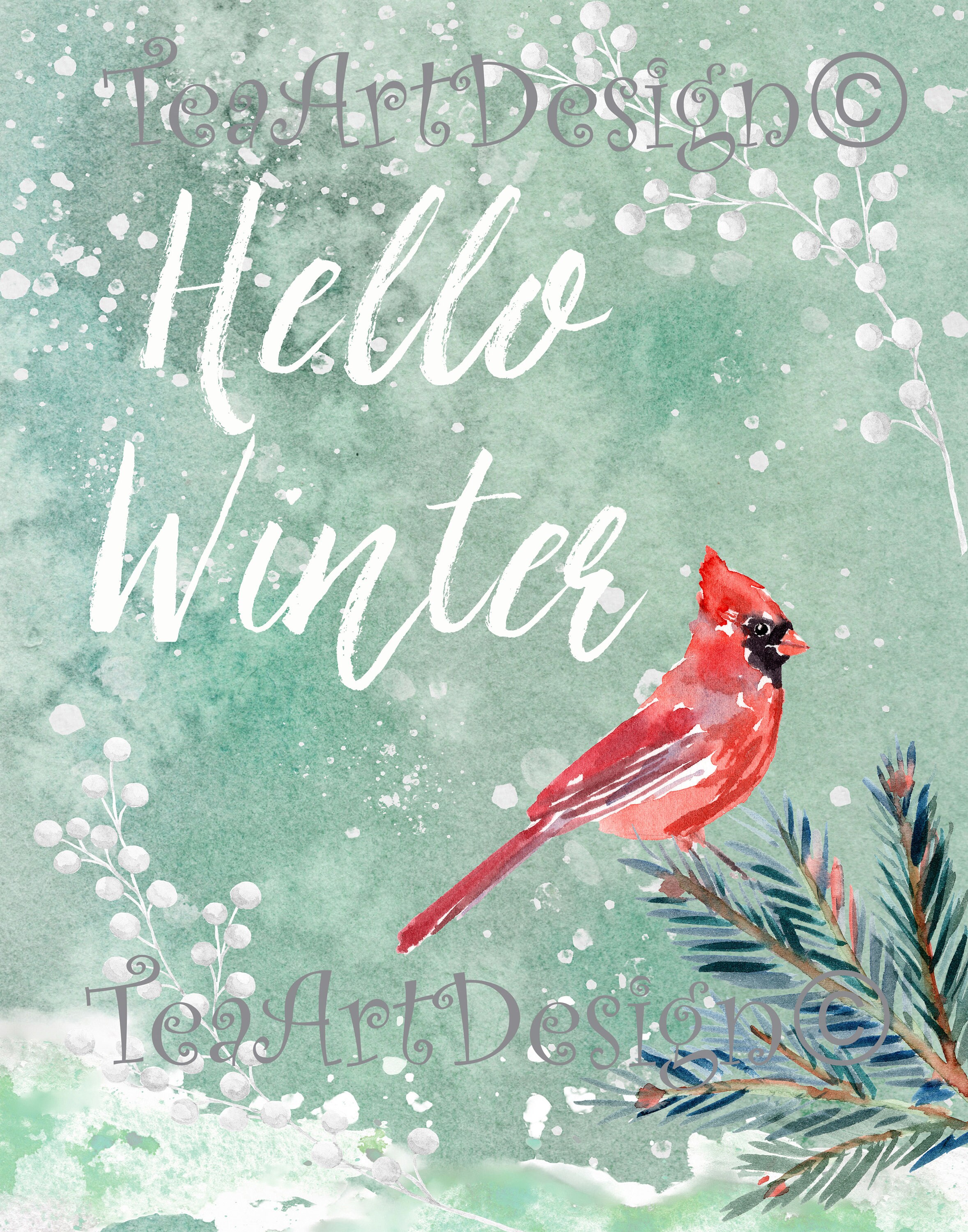 Hello Winter Printable Wall Art, Hello Winter Sign, Winter Wall Art ...