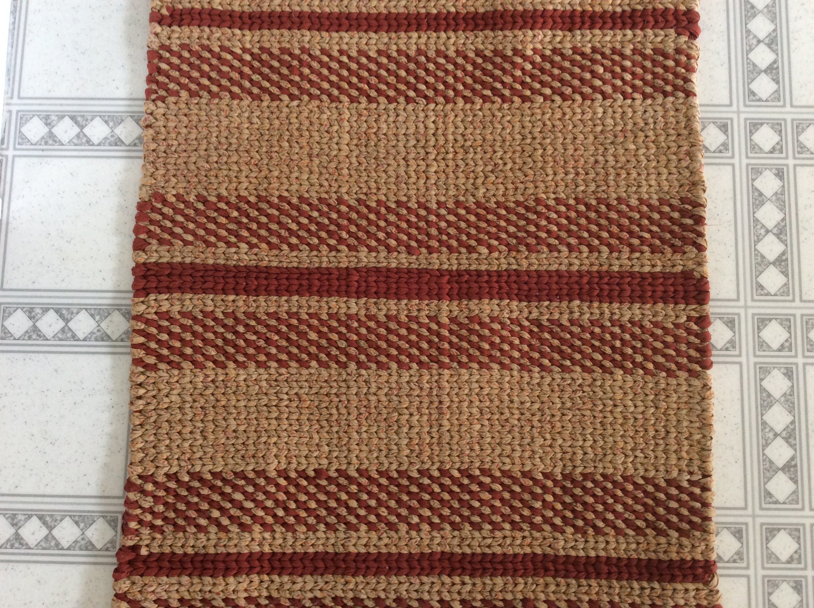 Woven Twined Tan & Rust Throw Rug-reversible Lays Flat Washable 41x25 ...