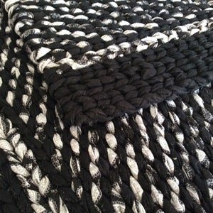 Black and White Twined Rag Rug. 23” X 25” READY TO SHIP Handwoven ...
