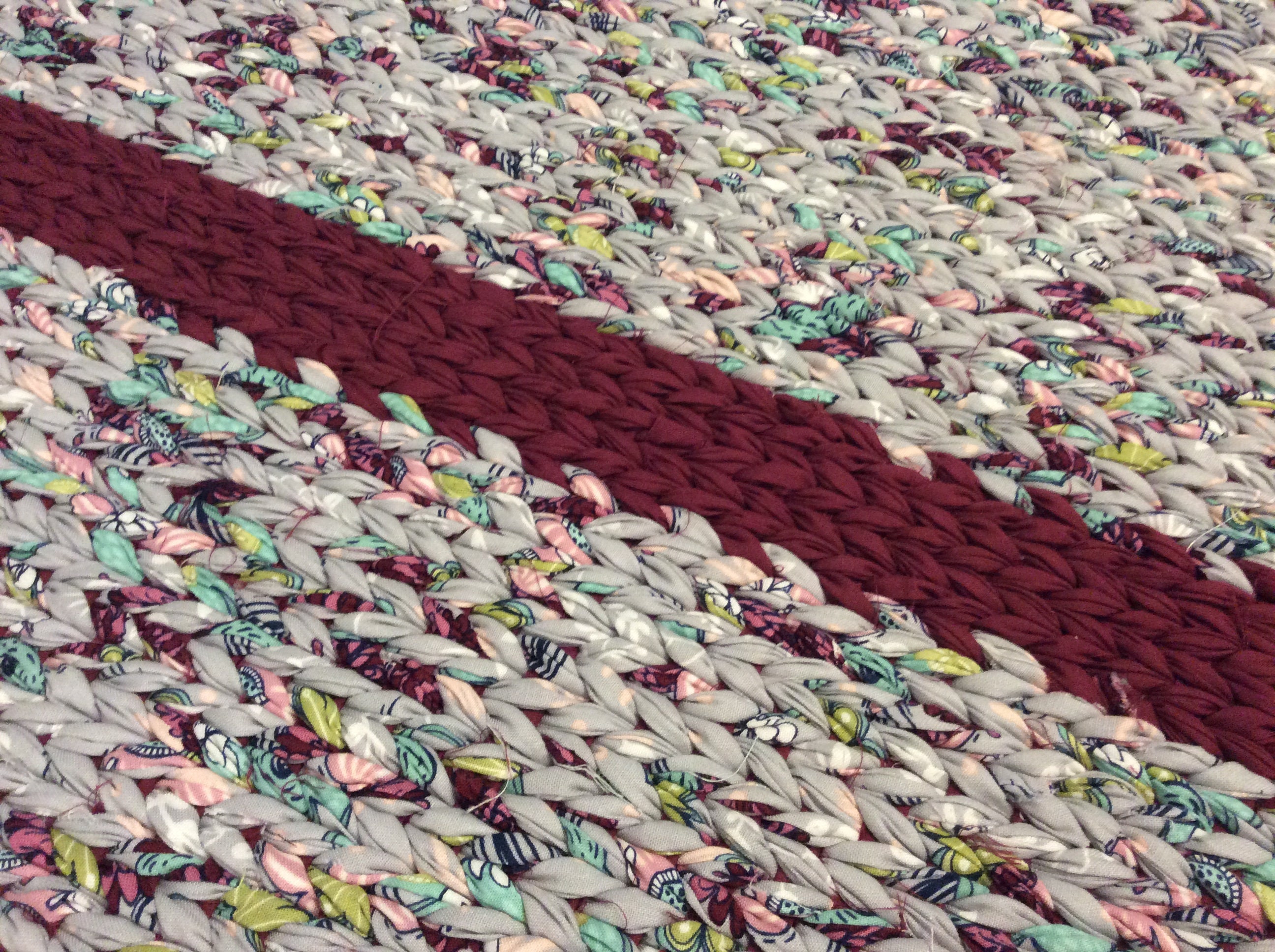 Burgundy & Gray Twined Rag Rug-READY TO SHIP-Kitchen, Bath, Entry Throw ...