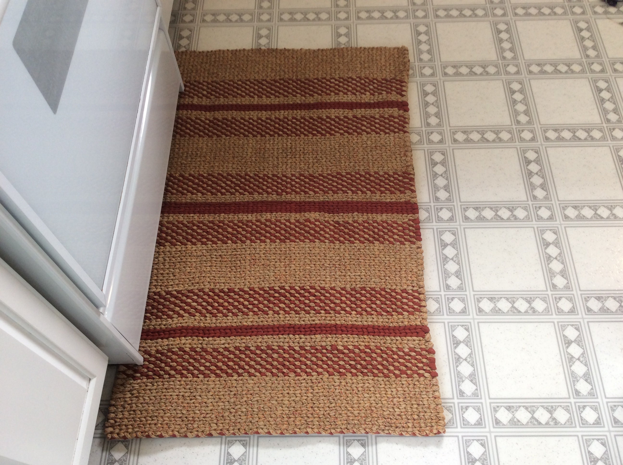 Woven Twined Tan & Rust Throw Rug-reversible Lays Flat Washable 41x25 ...