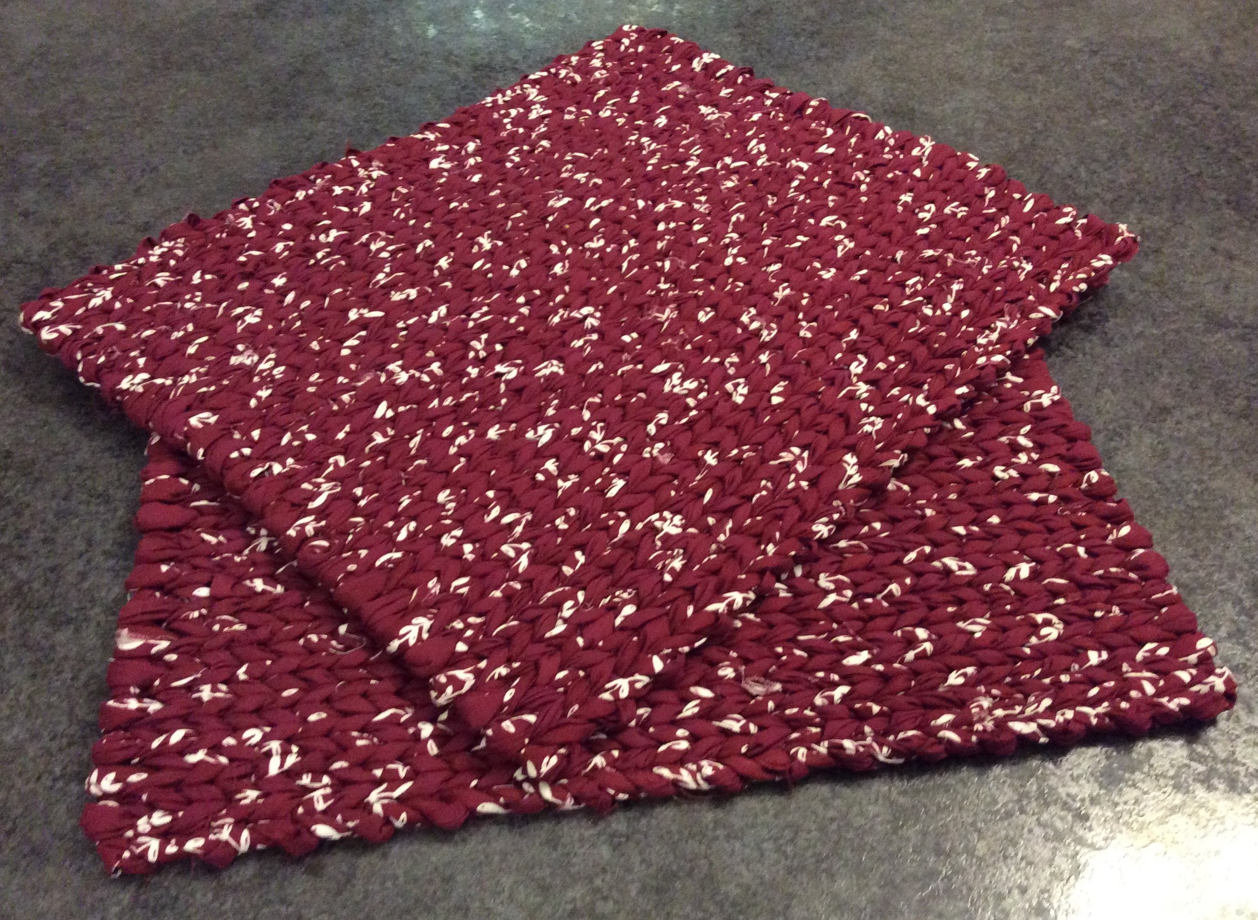 READY TO SHIP Wine/Burgundy Twined Rag Placemat Set-Table Mat Set-15x13 ...