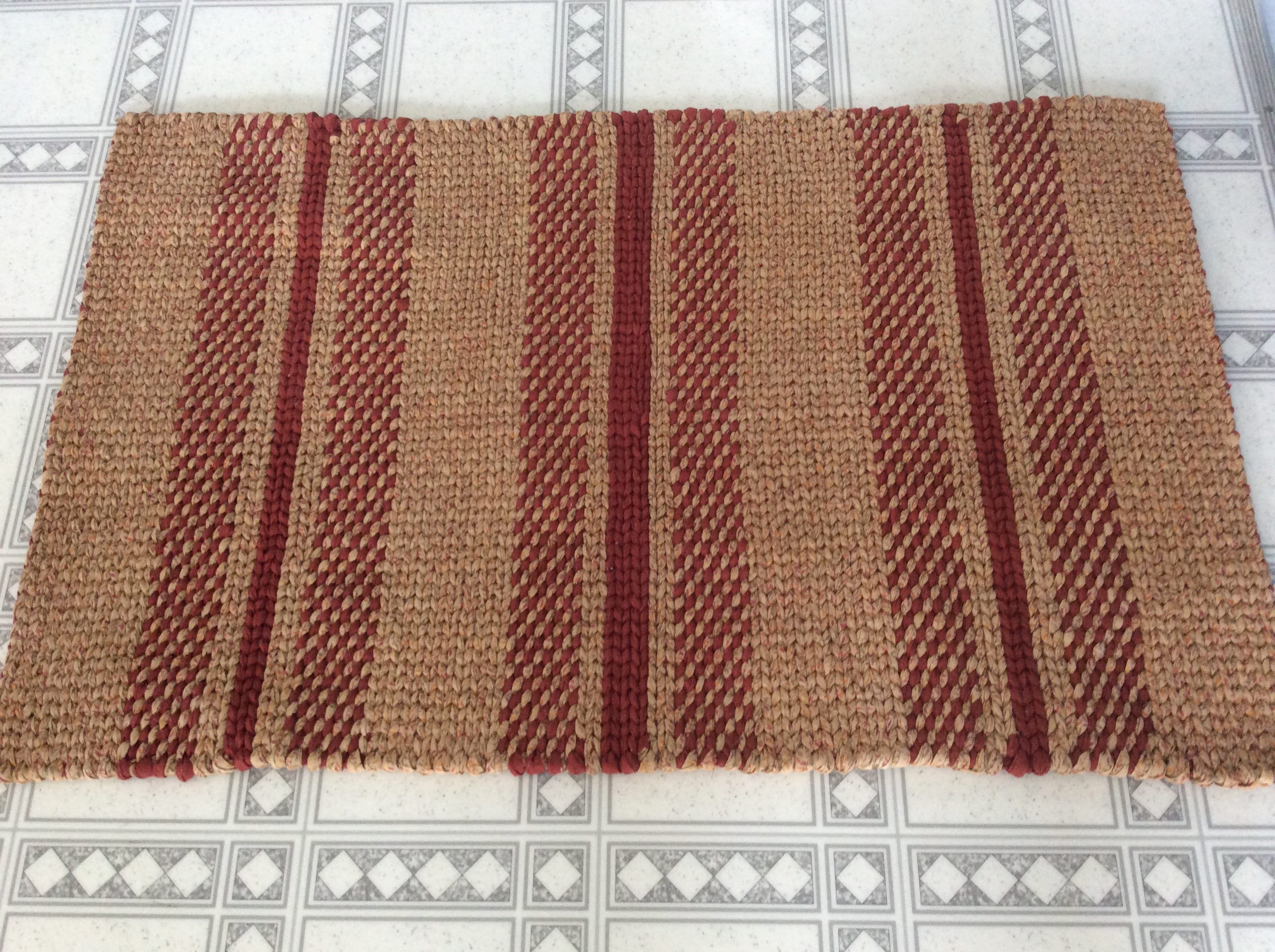 Woven Twined Tan & Rust Throw Rug-reversible Lays Flat Washable 41x25 ...