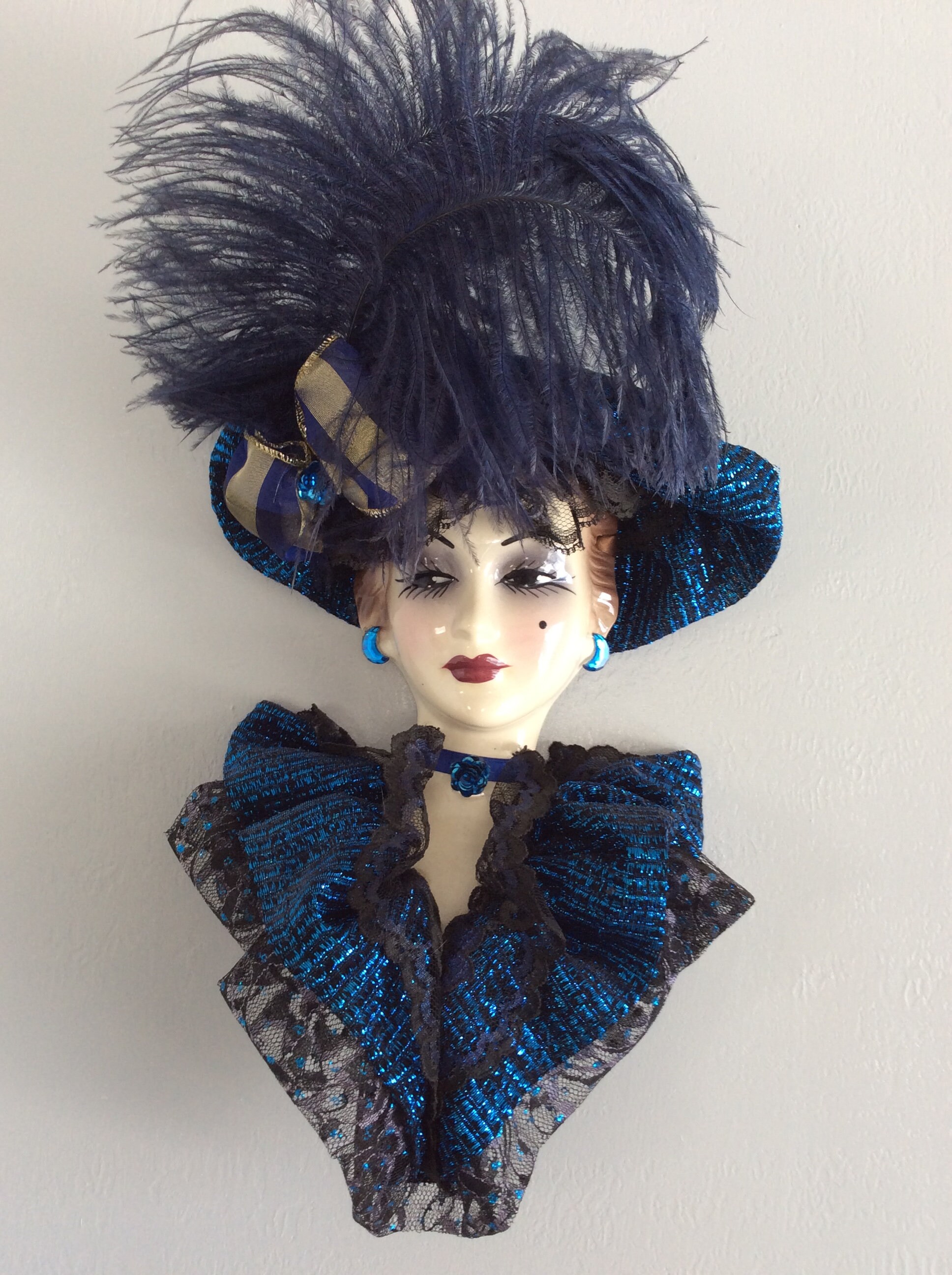 Vintage Victorian Lady Wall Art Mask/Head. Signed and numbered. Made in USA