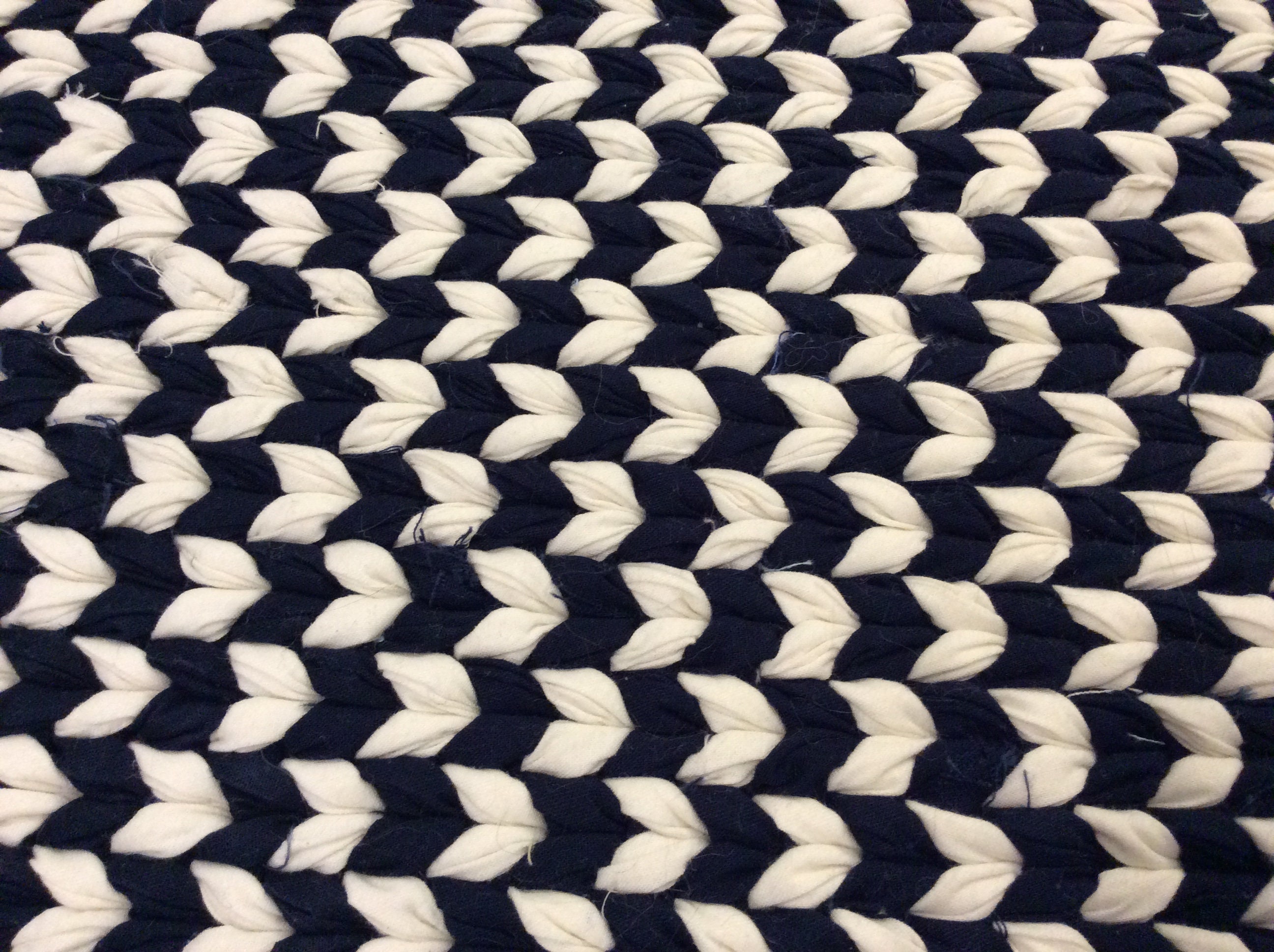Twined Rag Rug Dark Navy & White, 52” x 28” READY TO SHIP-Machine ...