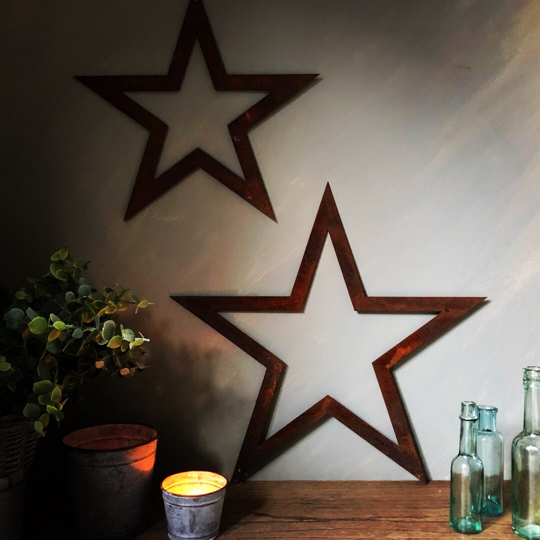 Flat Metal Outline Star // Rustic Star Decoration // Metal Star ...