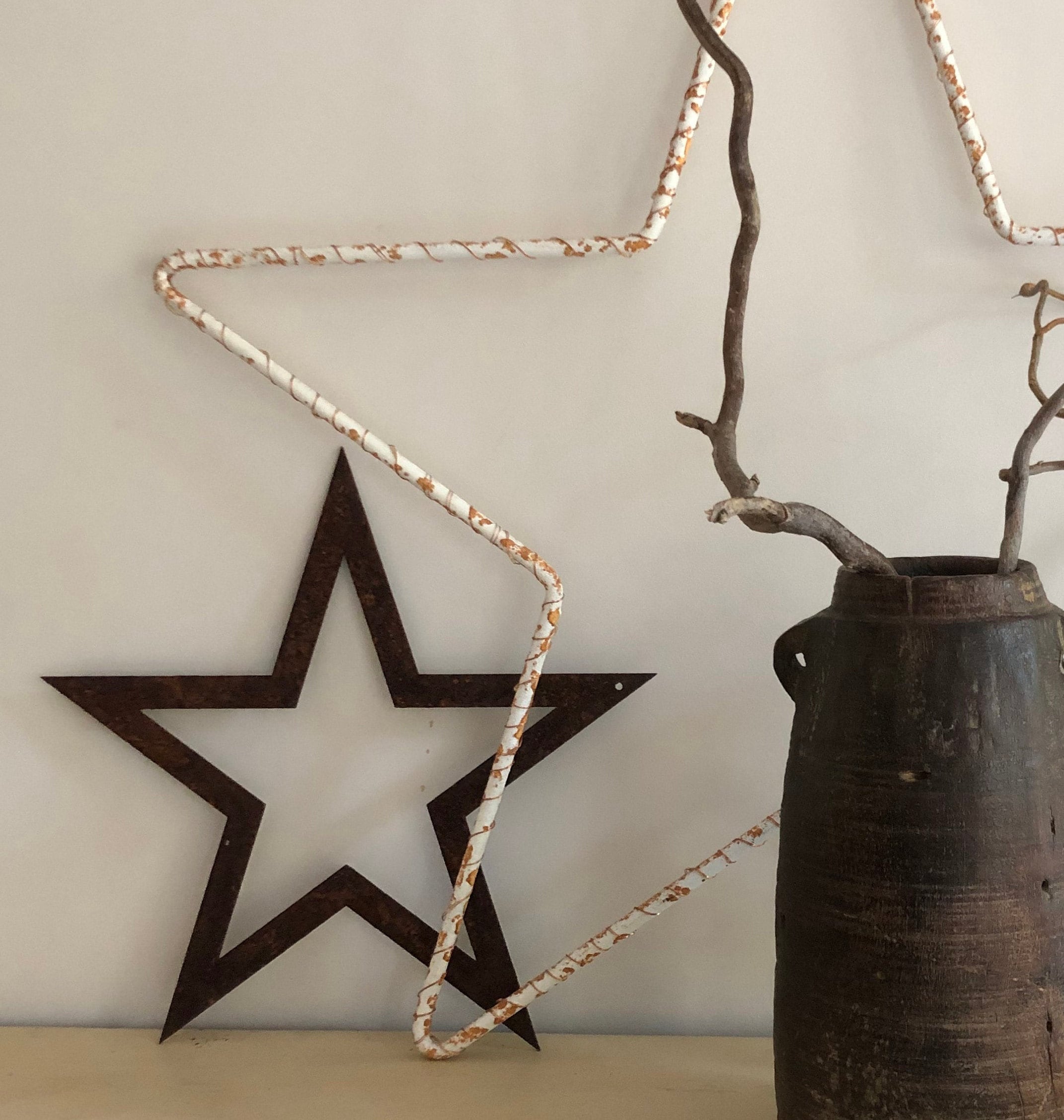 Flat Metal Outline Star // Rustic Star Decoration // Metal - Etsy UK