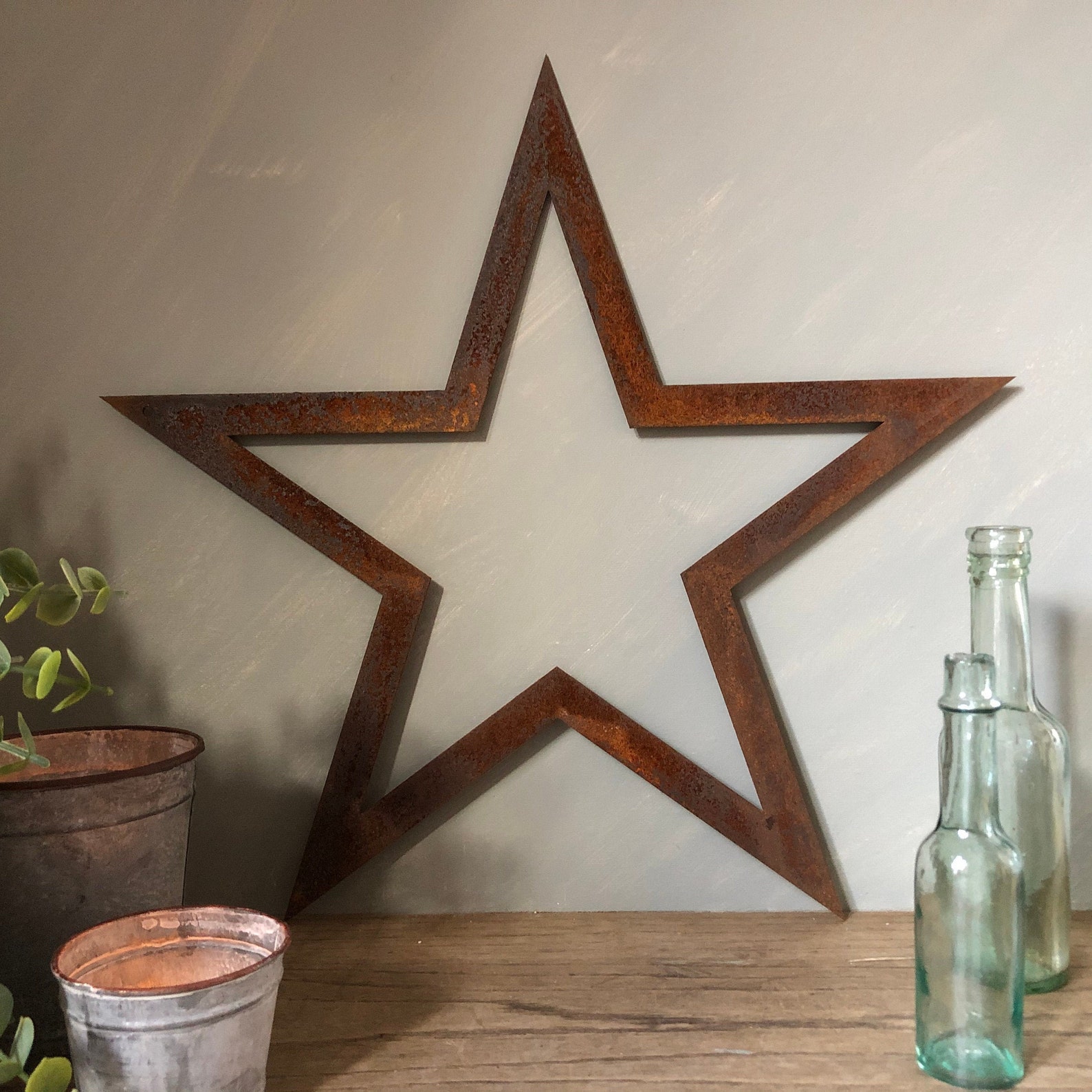 Flat Metal Outline Star // Rustic Star Decoration // Metal - Etsy UK