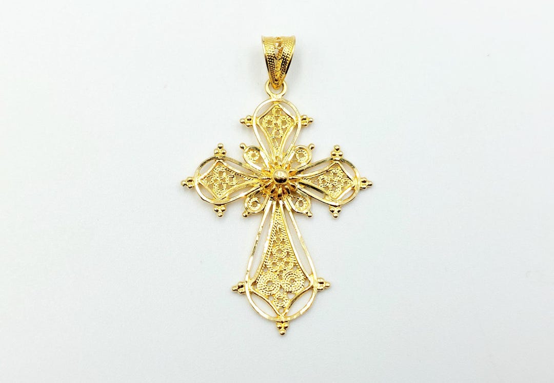 Gold Filigree Cross, Handmade Cross, Byzantine Cross, Gold Pendant ...