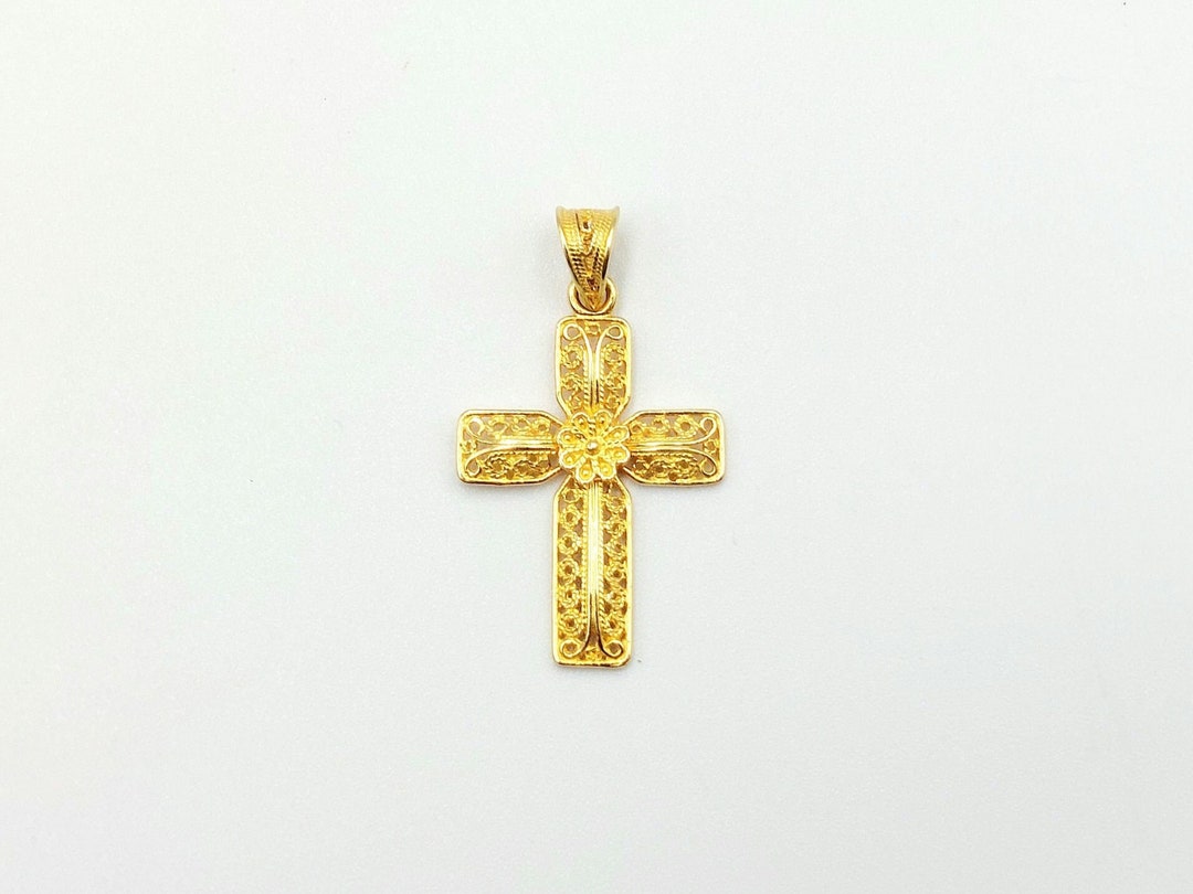 Gold Filigree Cross, Handmade Cross, Byzantine Cross, Gold Pendant ...