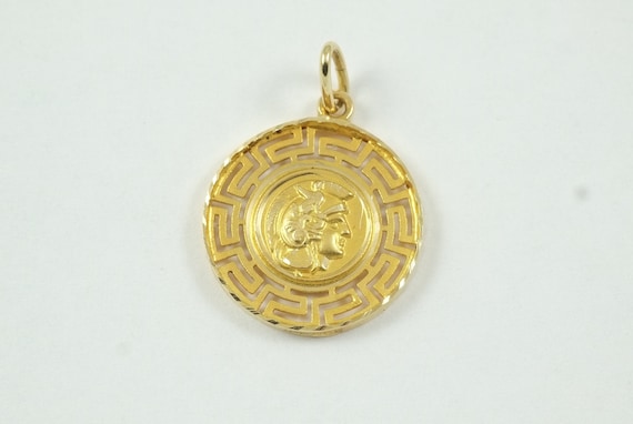 Gold Goddess Athena Pendant Greek Key Pendant Acropolis | Etsy