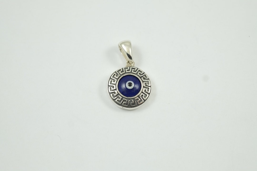 Silver Evil Eye Pendant, Good Luck Eye Pendant, Sterling Silver, Greek ...