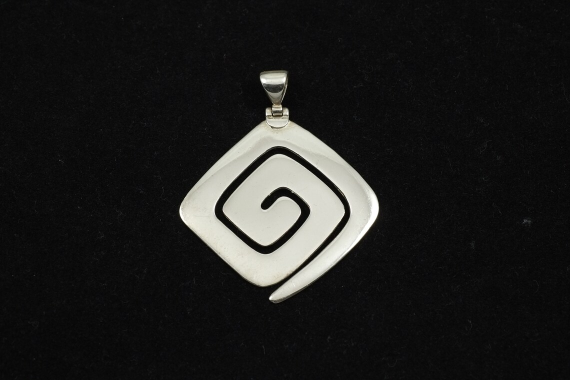 Silver Greek Key Pendant Meander Design Eternity Symbol - Etsy