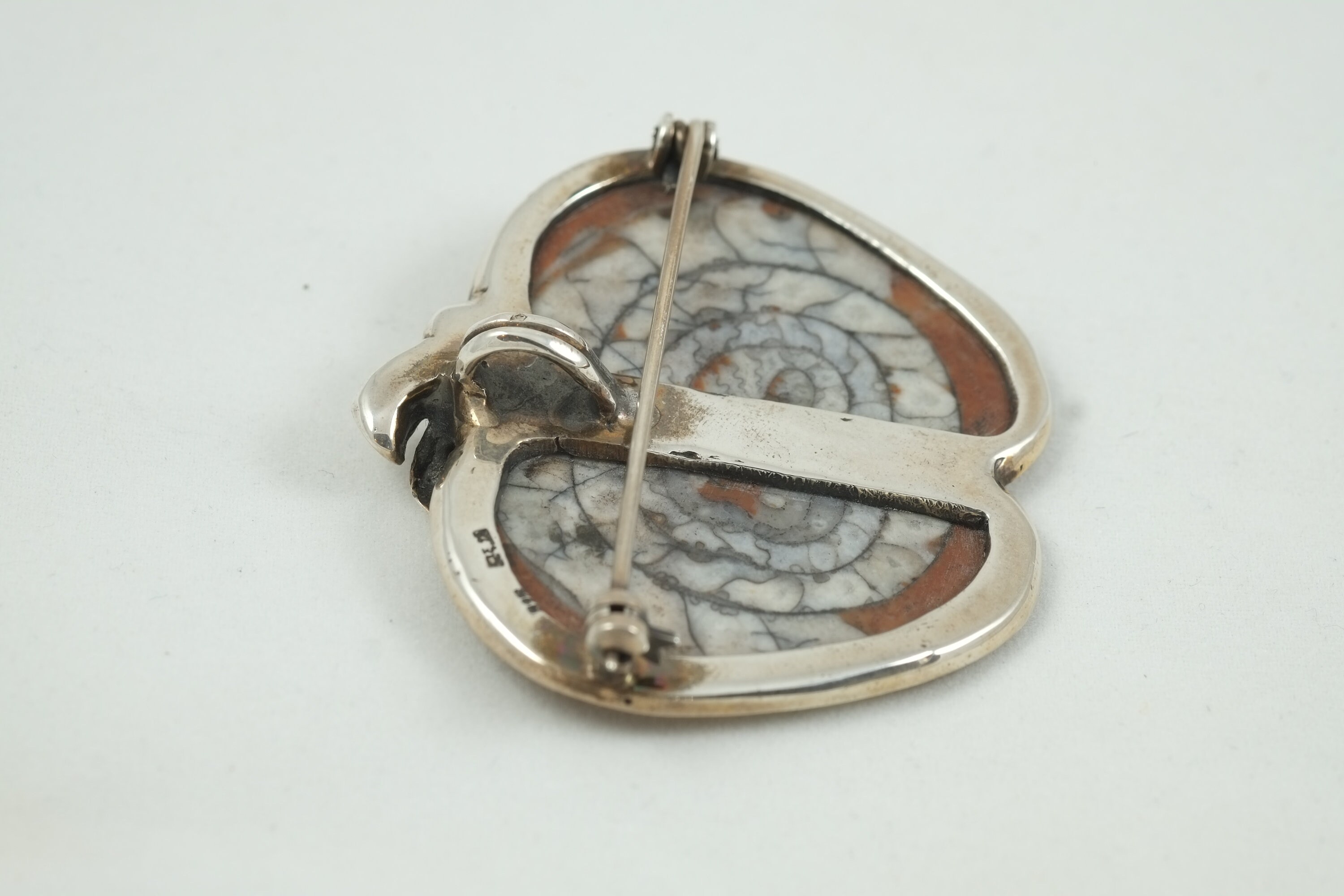 Silver Ammonite Pendant, Silver Ammonite Brooch, Nautilus Fossil, Apple ...
