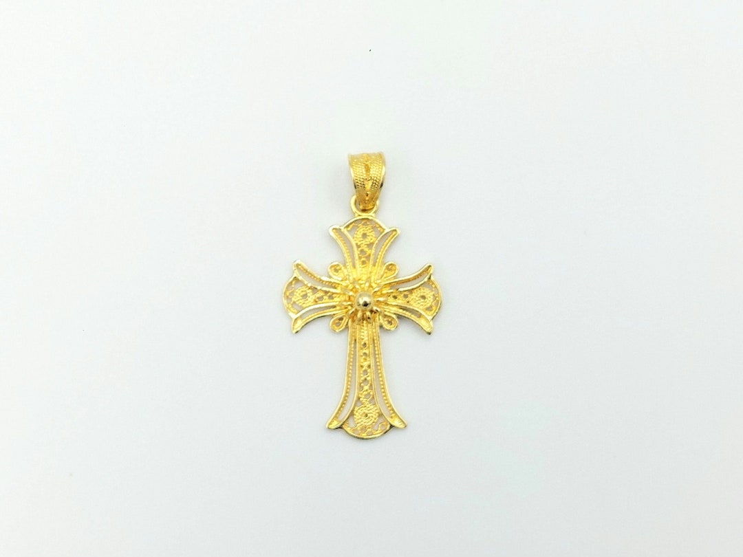 Gold Filigree Cross, Handmade Cross, Byzantine Cross, Gold Pendant ...