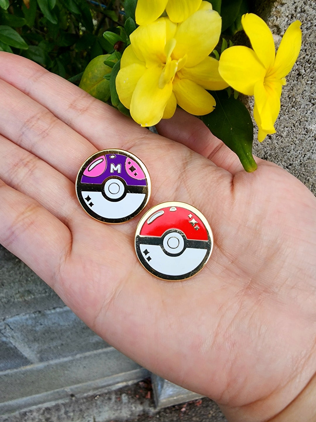 Pokeball +masterball Hard Enamel Pin Set - Etsy