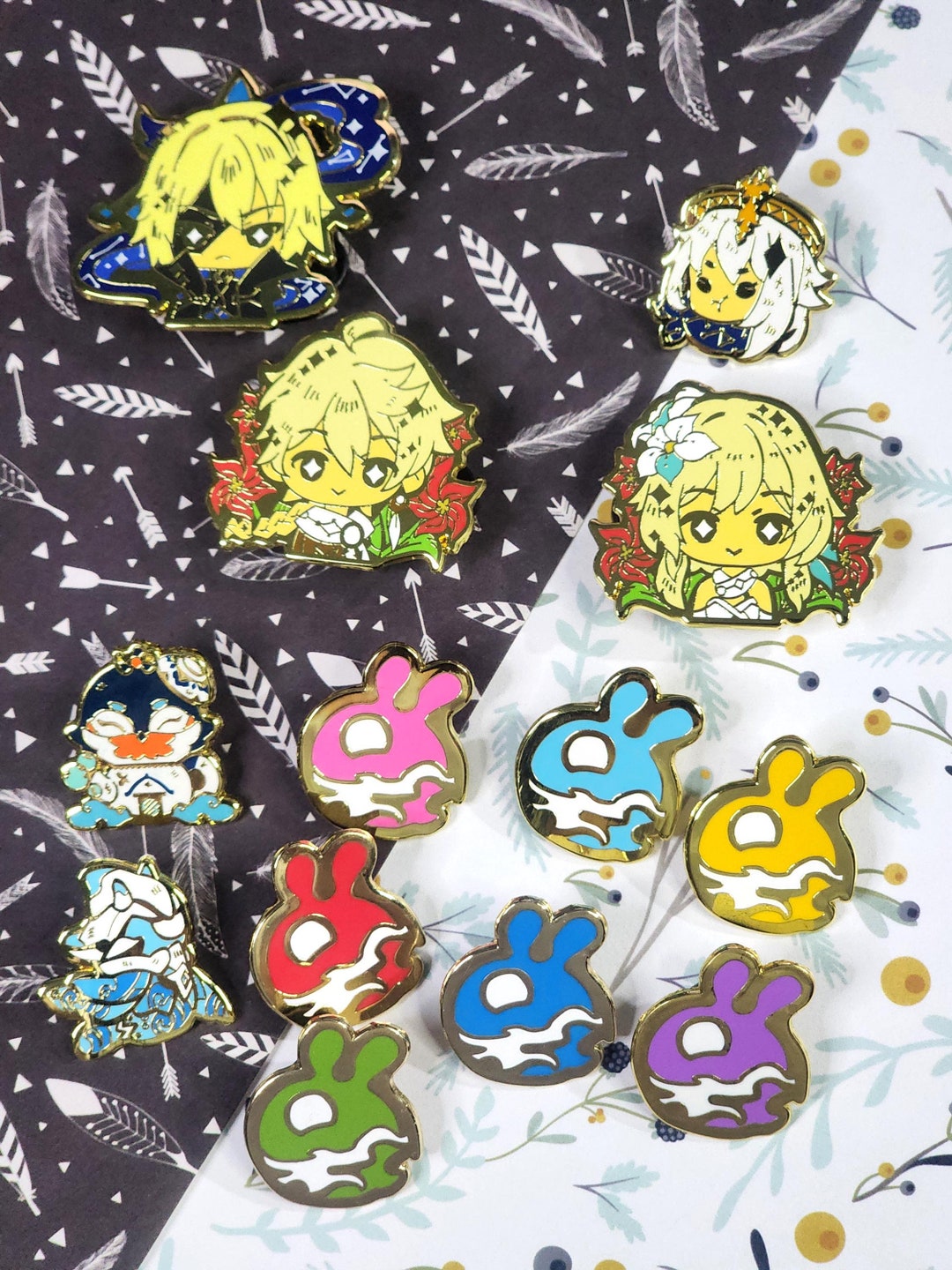 Genshin Traveler and Small Enamel Pins Dainslief Lumine Aether Tubby ...