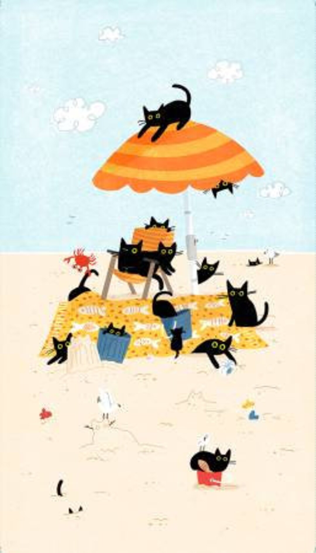 Sandy Paws ST-DLW2807MULTI Cats on the Beach Panel by Dear Stella - Etsy