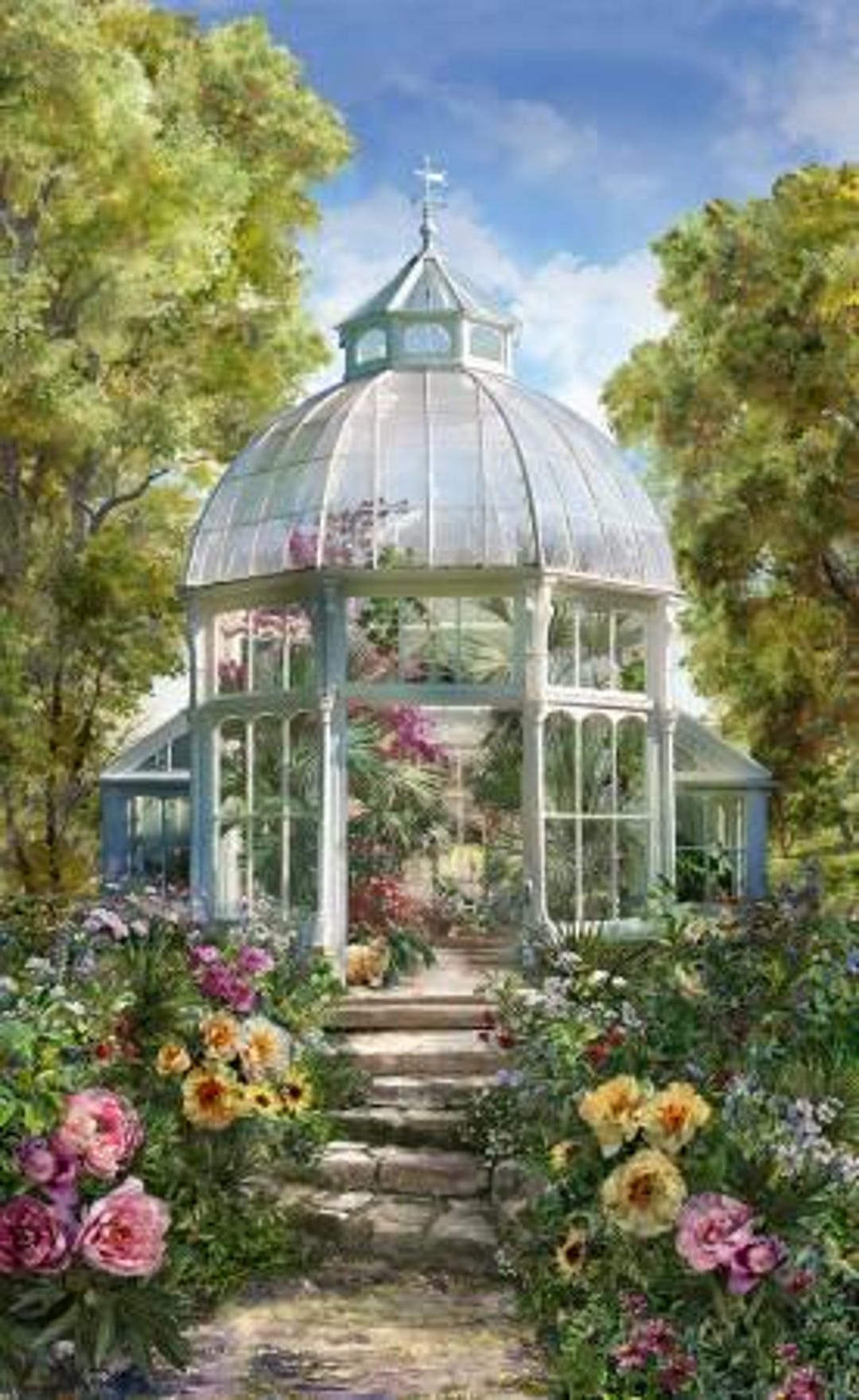 Botanical House W5399H-8 Green Botanical House Panel by Hoffman - Etsy
