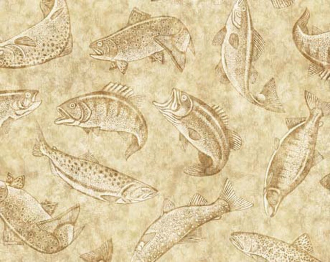 Fish Tails 2600-30071-E Tan Fish Blender by Dan Morris for QT Fabrics ...