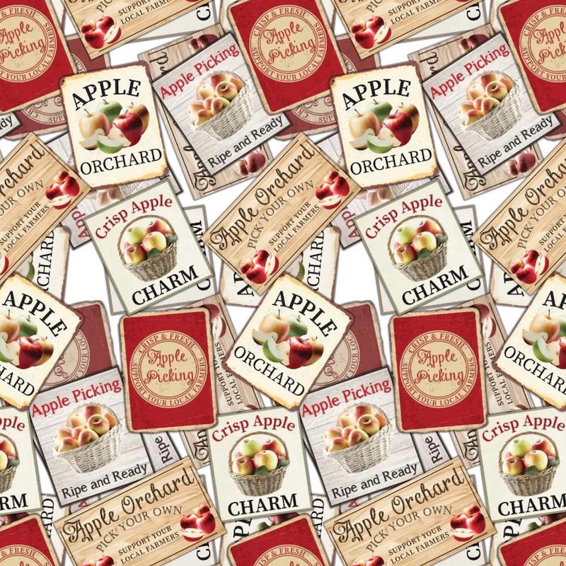 Apple Signs Fabric - Etsy