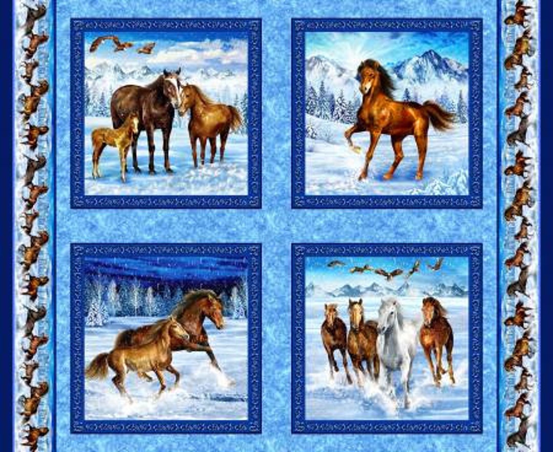 Running Wild OA-596441 Horse Panel by Oasis Fabric - Etsy