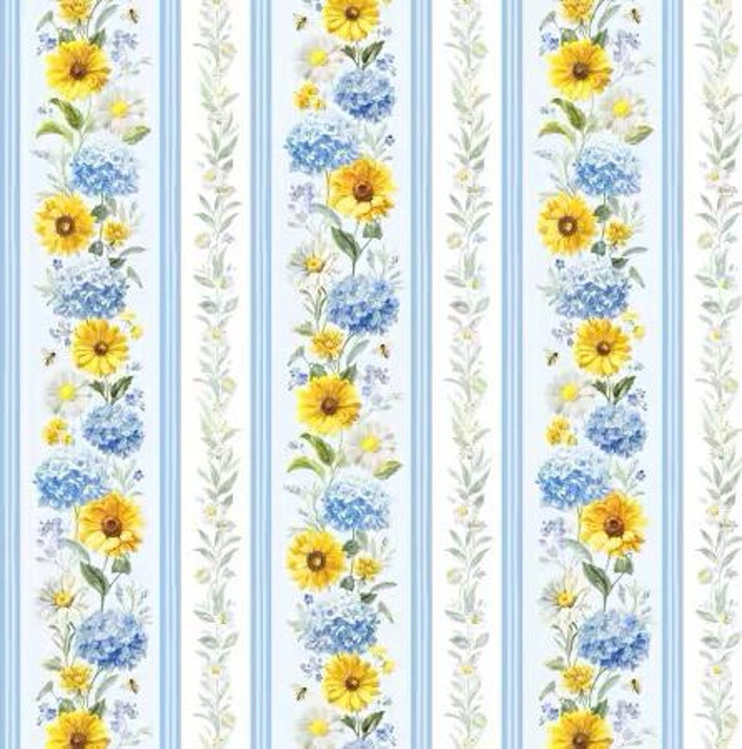 Bees and Blooms 89281-415 Multi Repeating Stripe by Danhui Nai for ...