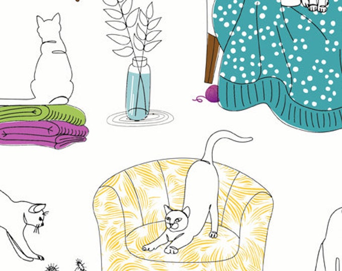 End of Bolt Fat Quarter Cat Flat 1649-29330-Z Cats on Chairs by Kate ...