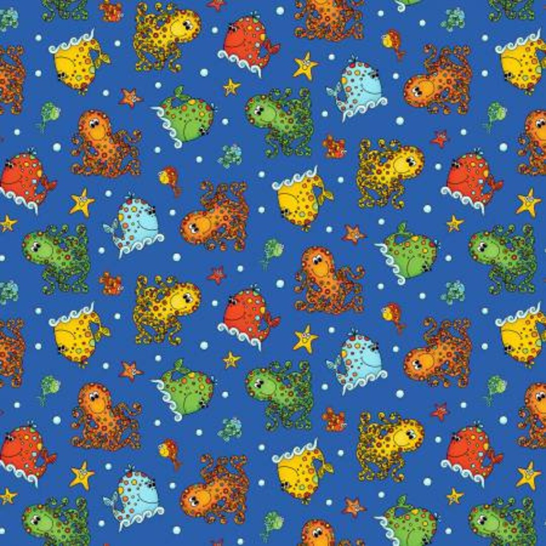 Alpha-babies 620-77 Royal Tossed Octopus by Delphine Cubitt for Henry ...