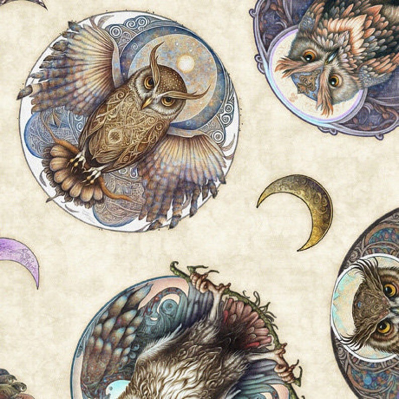 Mystic Owls 30036-E Cream by Morris Creative Group for QT Fabrics - Etsy
