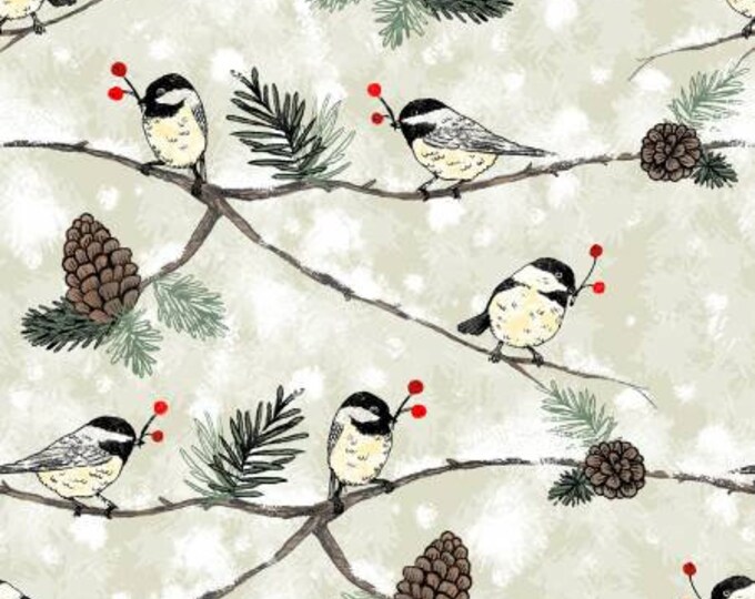 End of Bolt 32 Chickadee Christmas Choir 6431-66 Light Green Chickadees ...