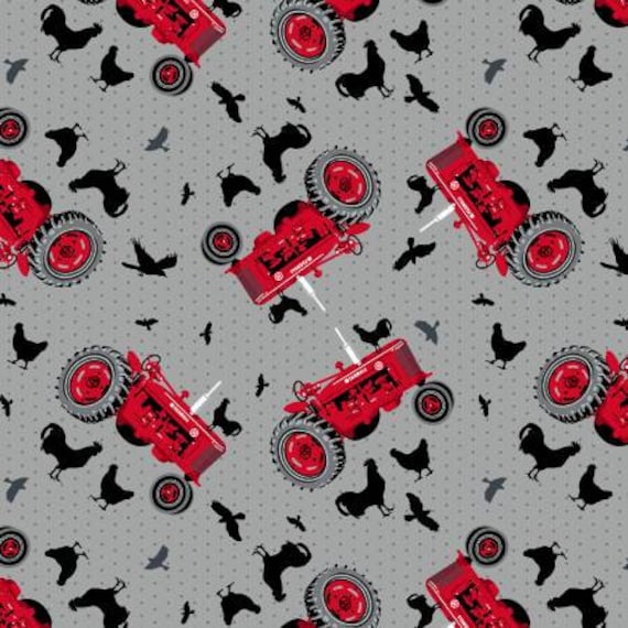 Scarlet Farm 6466-90 Gray Farm Tractor Tossed Allover by Harry - Etsy